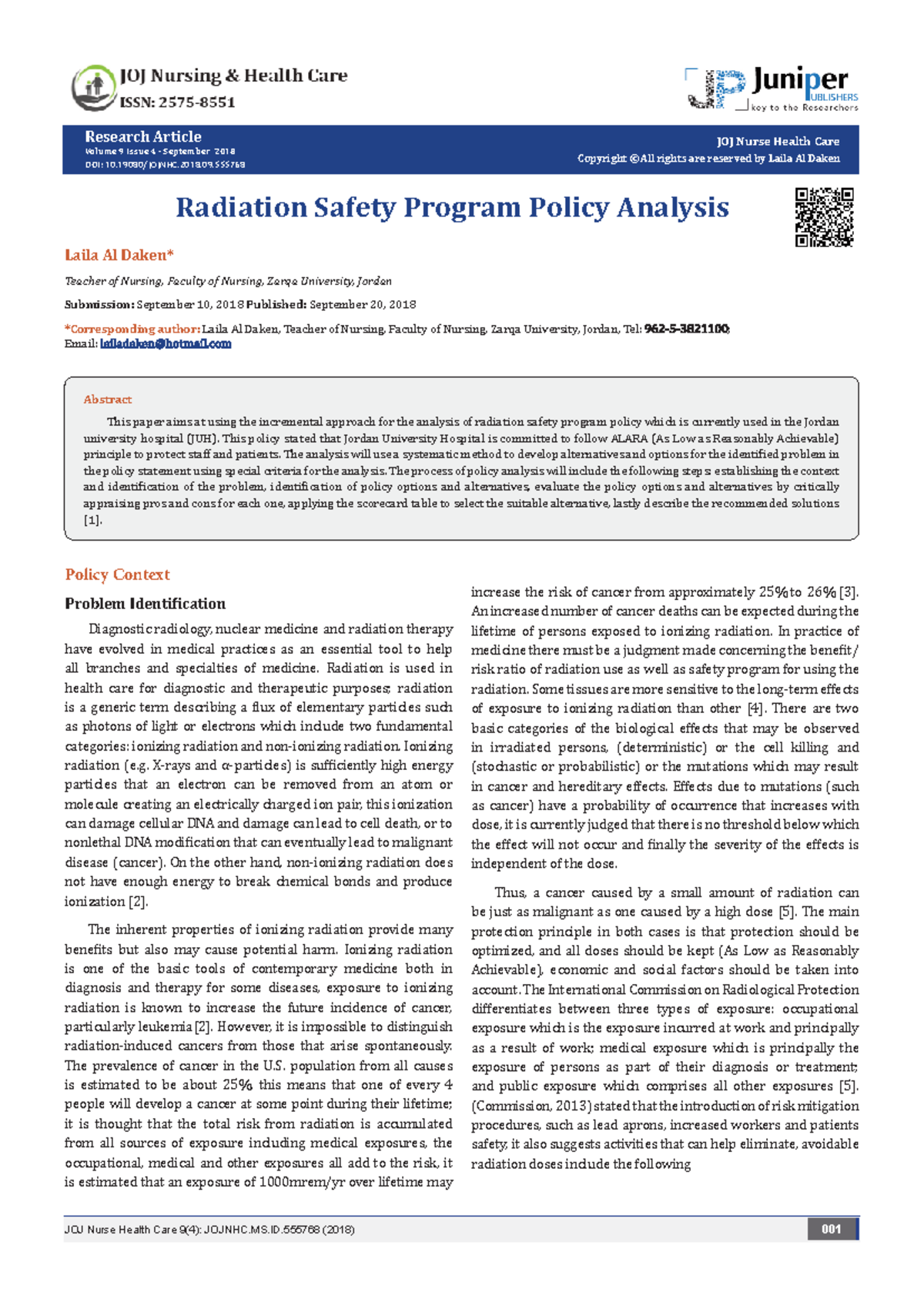 Jojnhc.MS - Radiation Safety - Radiation Safety Program Policy Analysis ...