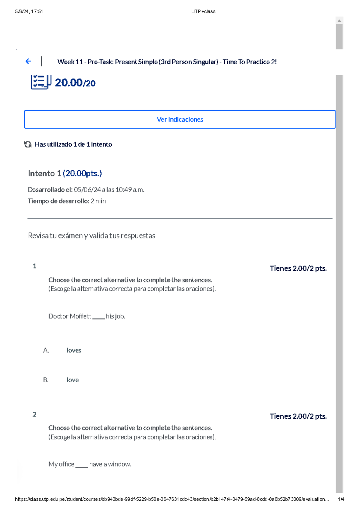 Week 11 - Pre-Task: Present Simple (3rd Person) Practice 2 - Studocu