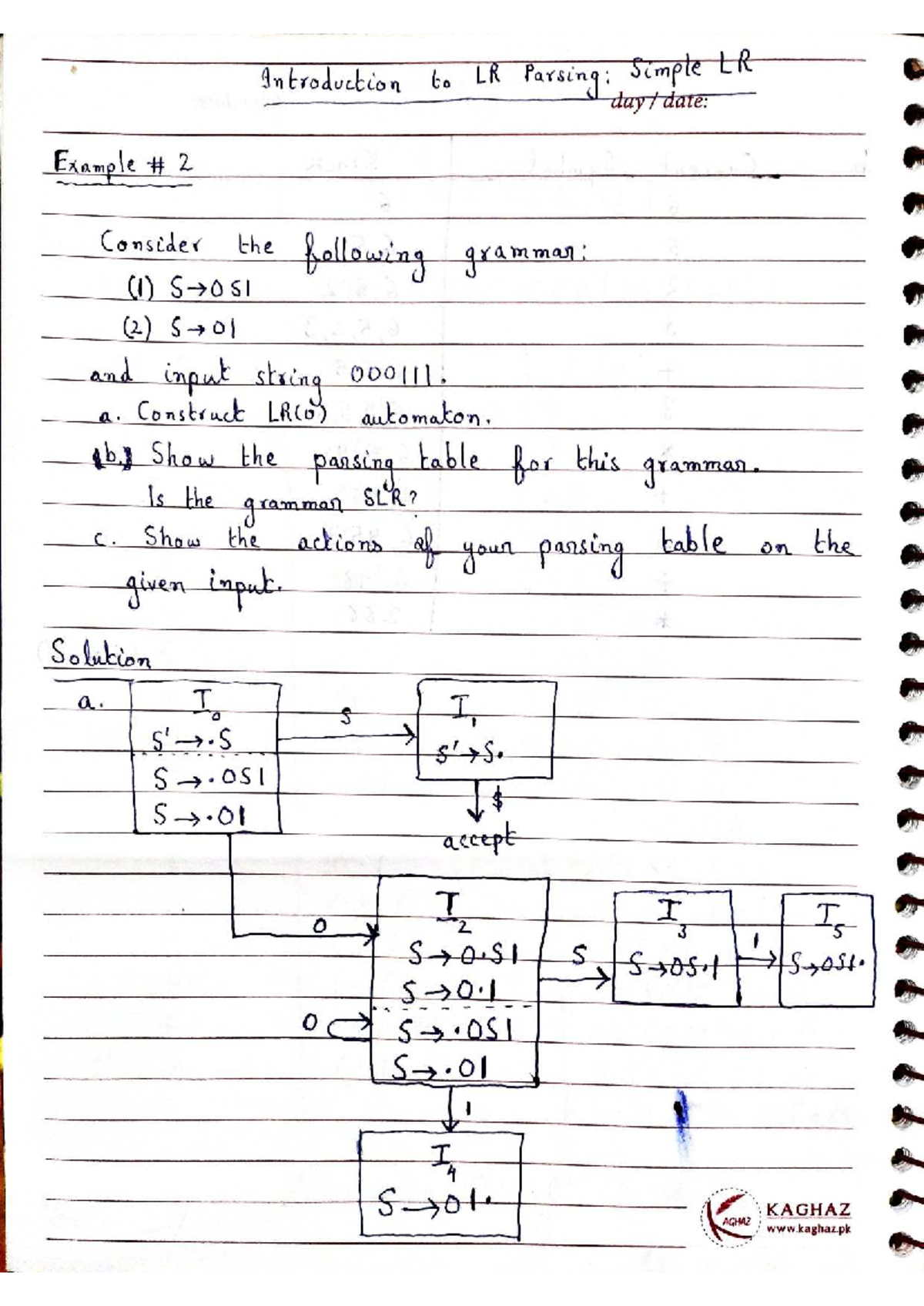 SLR Parsing Example 2 & 3 Notes (Course Code: 11a) - Studocu