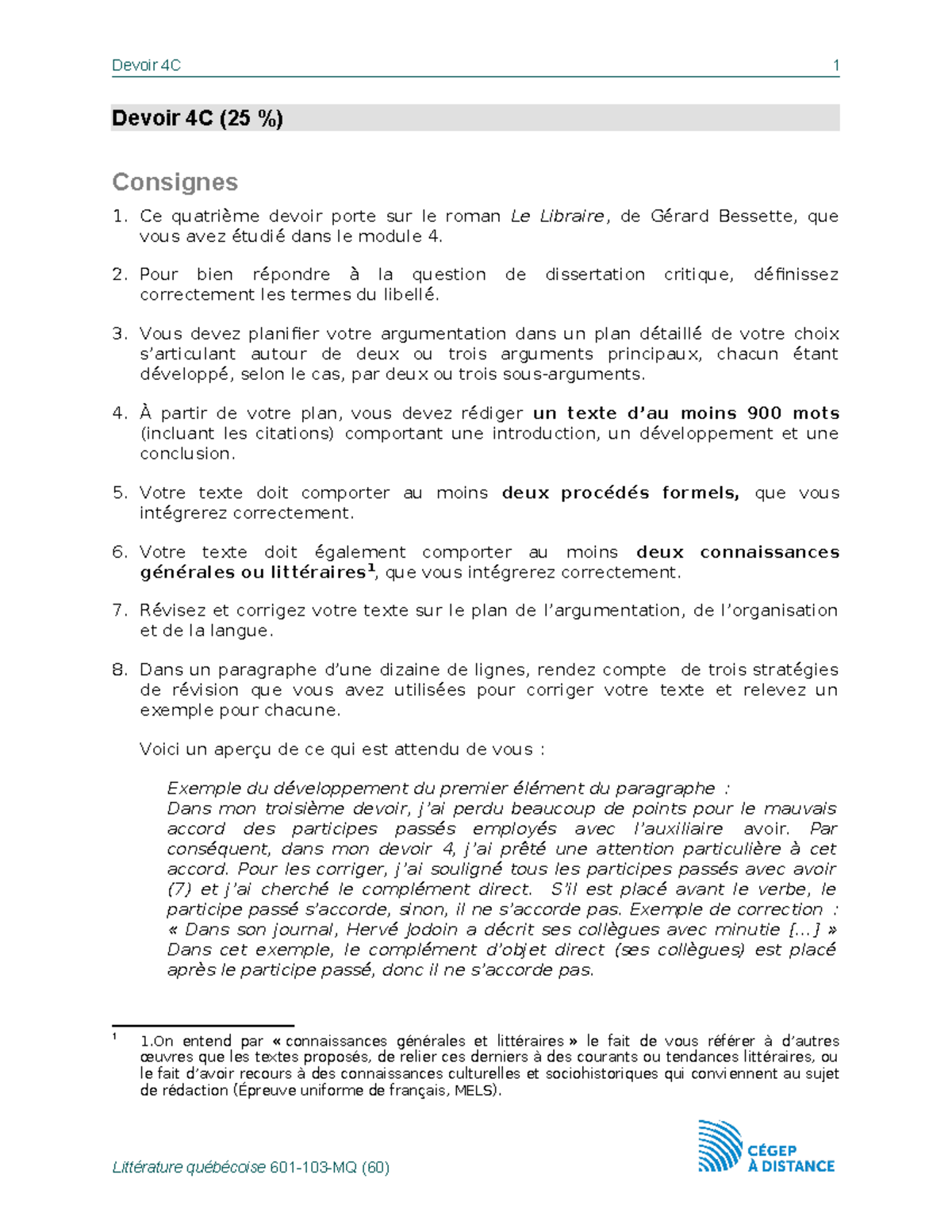 Devoir 4C - Dissertation Critique sur Le Libraire (601-103-MQ) - Studocu