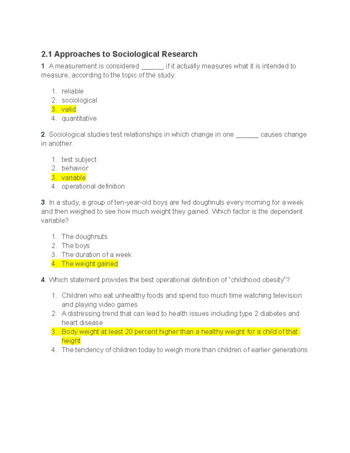 Chapter 2 Study Guide Quiz (With Answers) - 2 Approaches to ...
