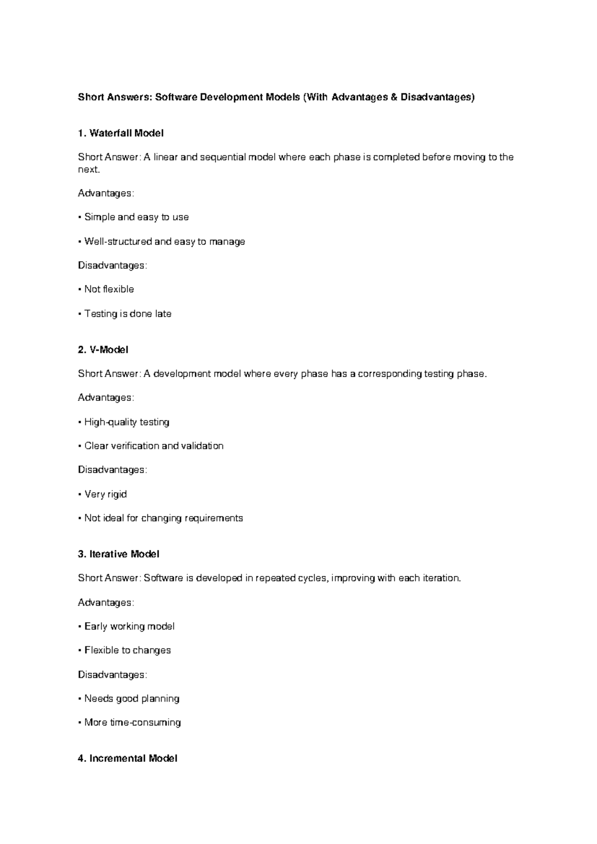 Software Development Models: Short Answers & Key Insights - Studocu