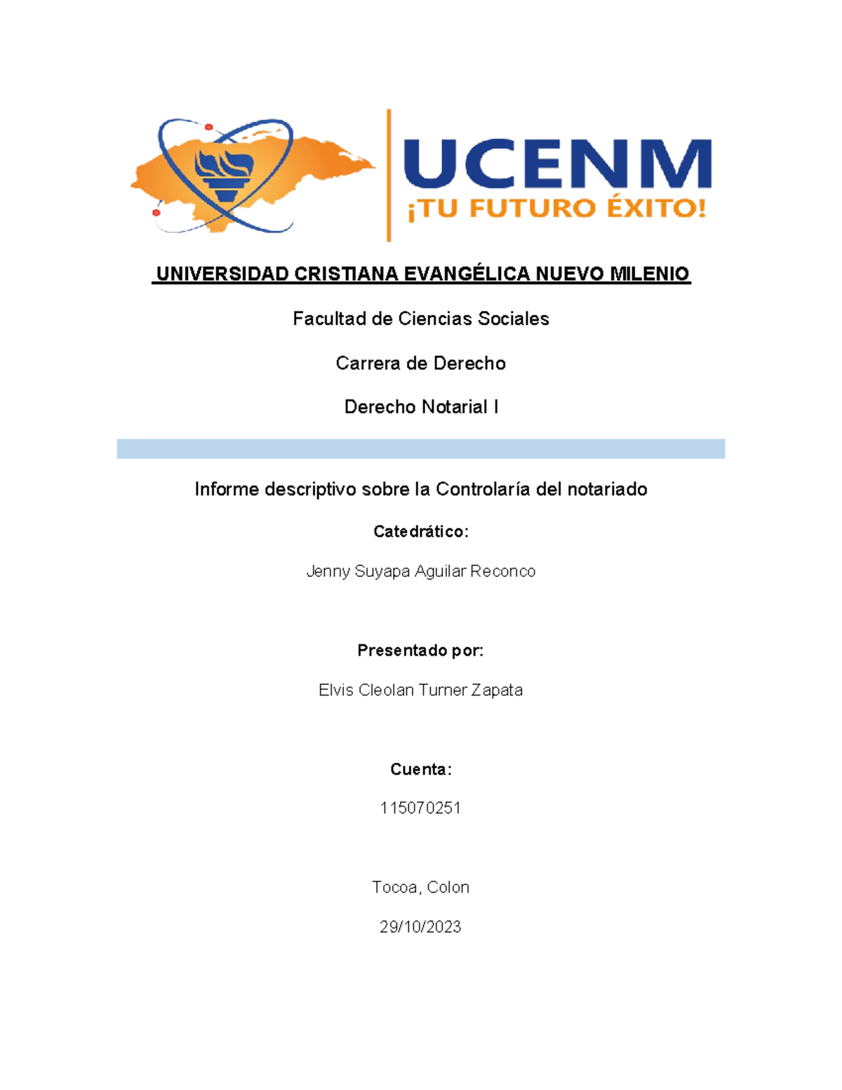 Informe Descriptivo sobre la Controlaría del Notariado - Derecho ...