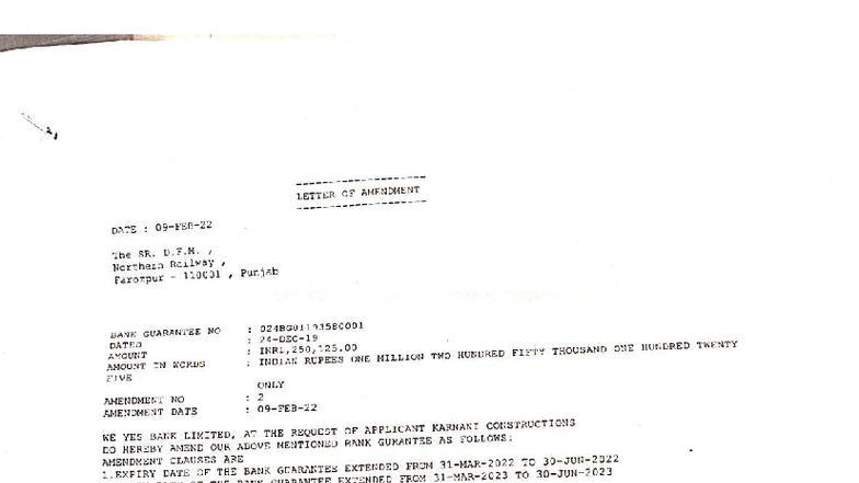 Amendment Letter for Bank Guarantee No. 2 - Yes Bank Ltd. - Studocu