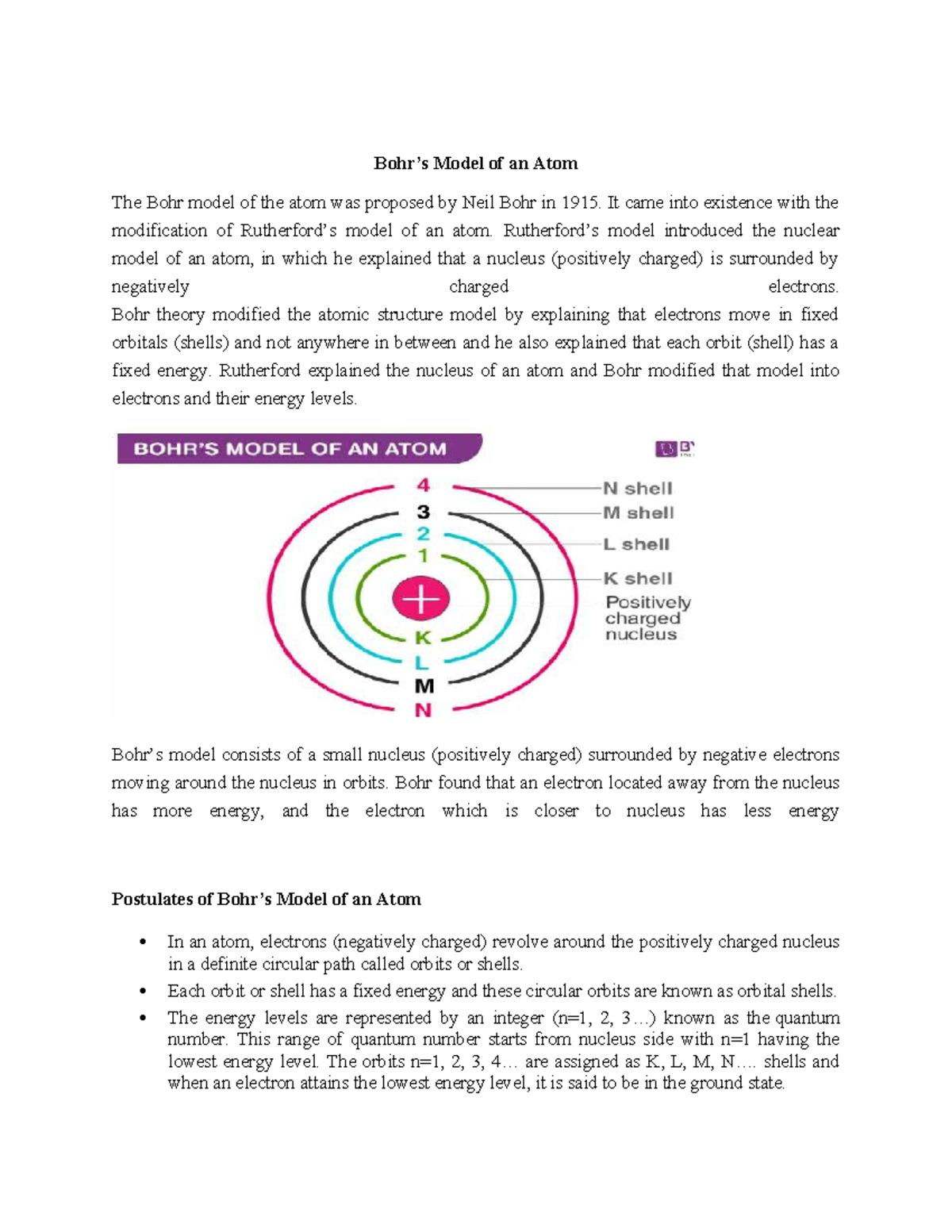 Bohr Model of the Atom: A-Level Chemistry & Physics Notes - Studocu
