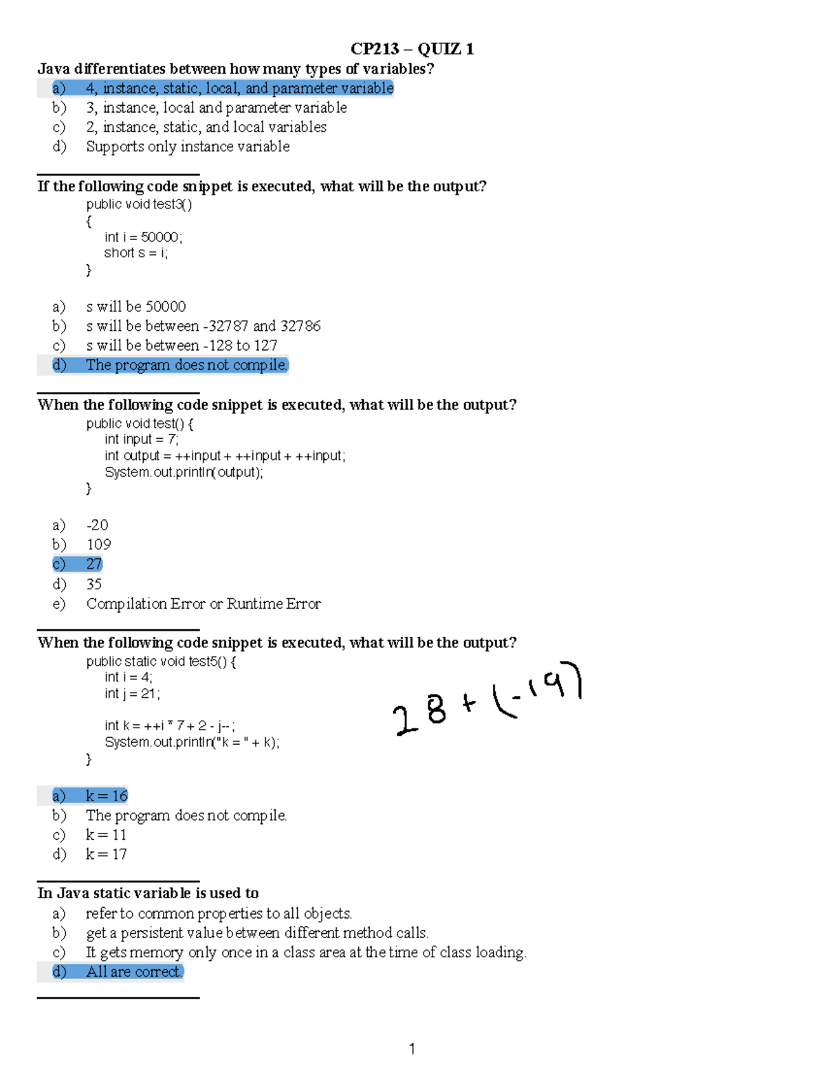 213 Midterm Exam Practice P4 Cp213 Quiz 1 Java Differentiates