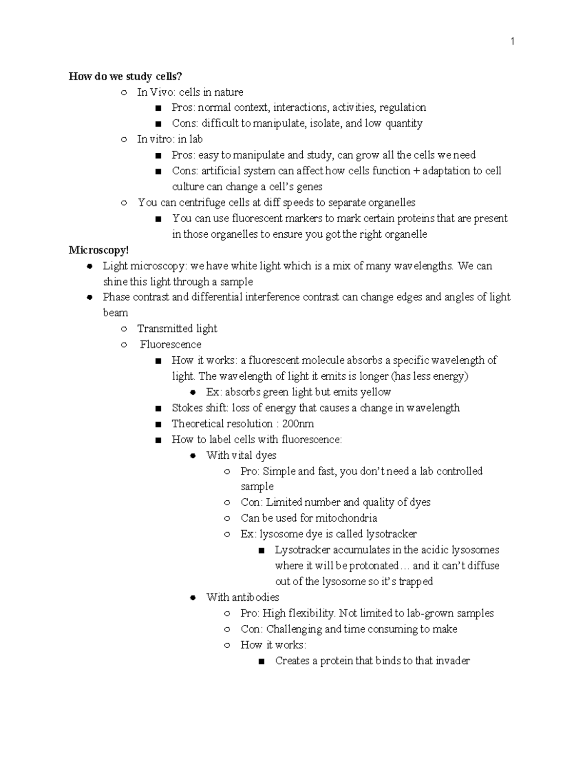 Cell phys exam 1 - Dr. Adam Haberman Typed lecture notes and stuidy ...