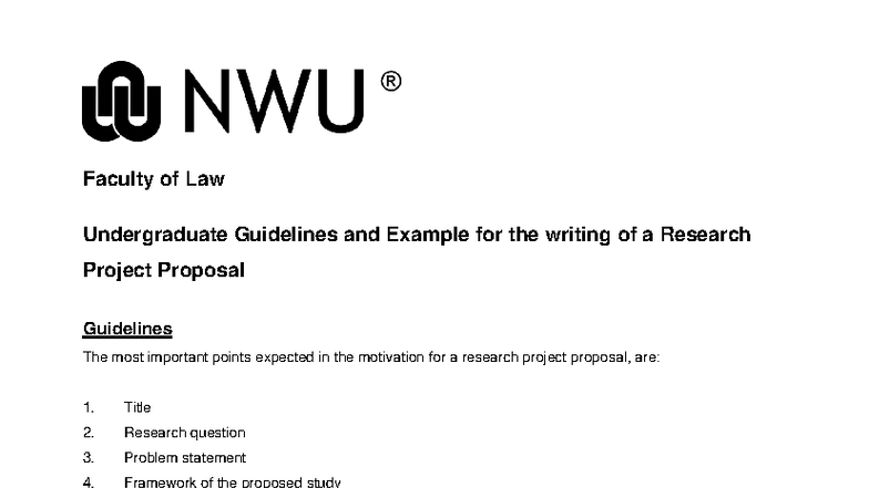 UG Law Research Project Proposal Guidelines and Examples - Studocu