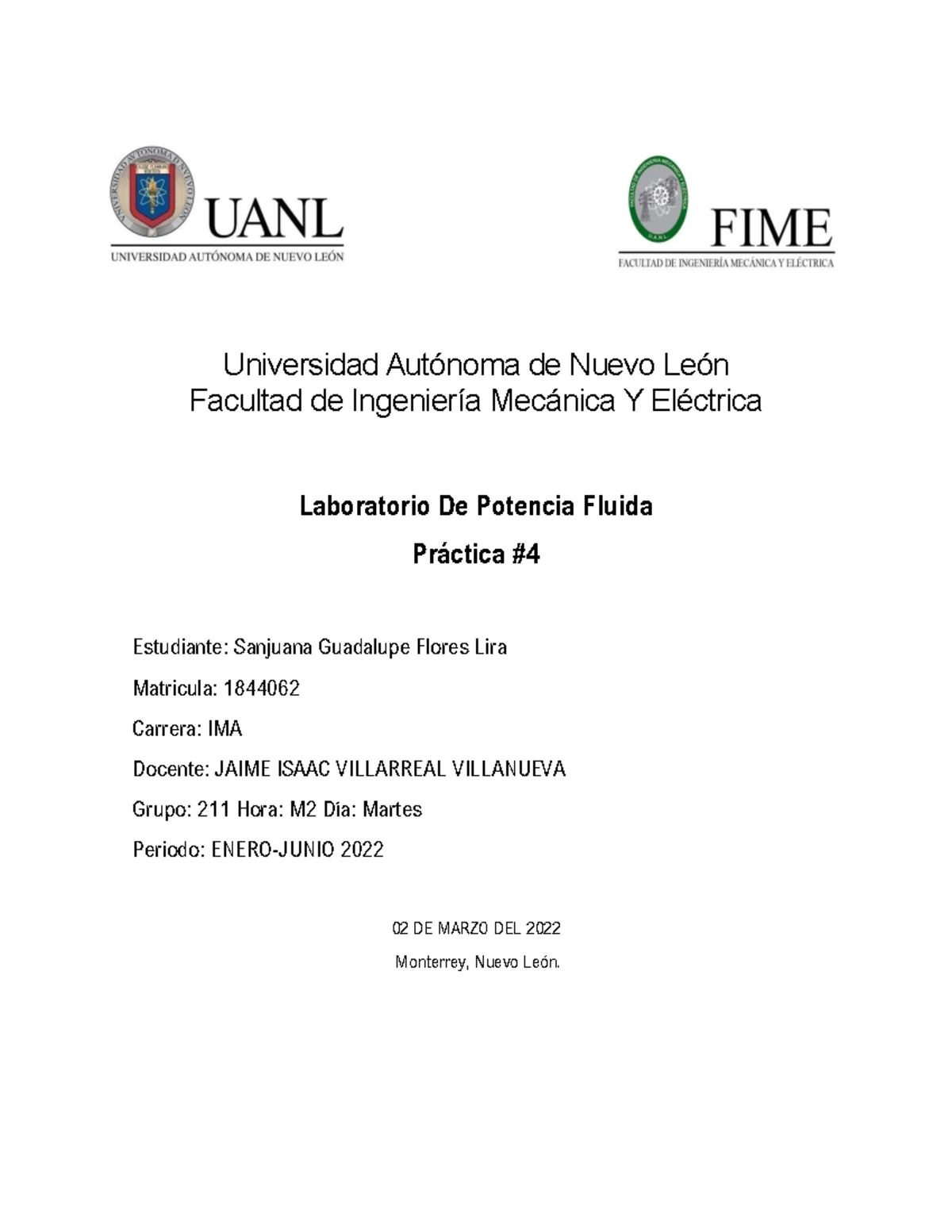 Laboratorio Potencia Fluída Instructivo completo - Universidad Autónoma de Nuevo León Facultad ...