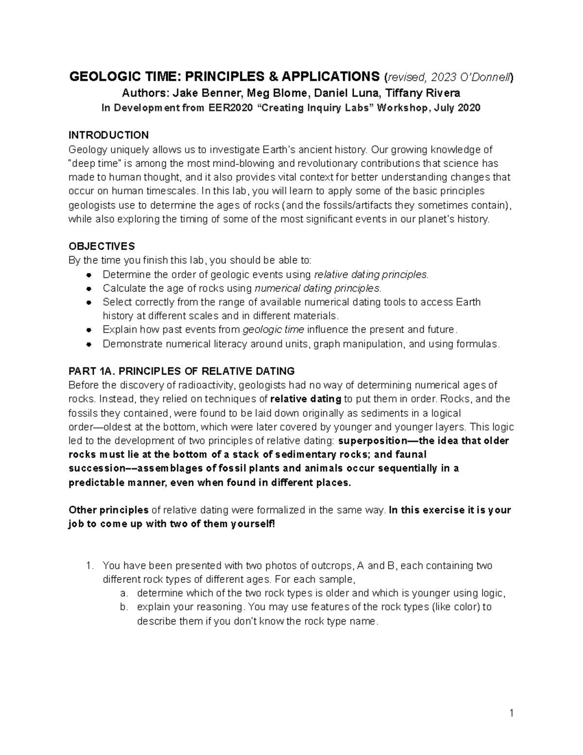 Geologic Time Principles: A Comprehensive Lab Guide for GEO101 - Studocu