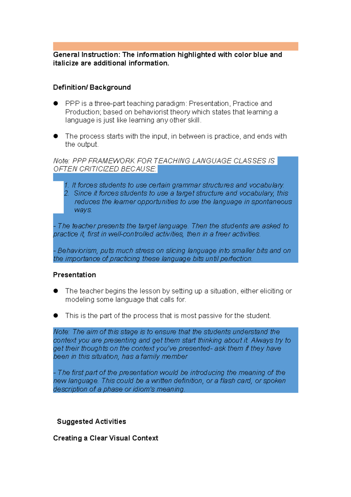 Drafts - Explanation for PPP method - General Instruction: The ...