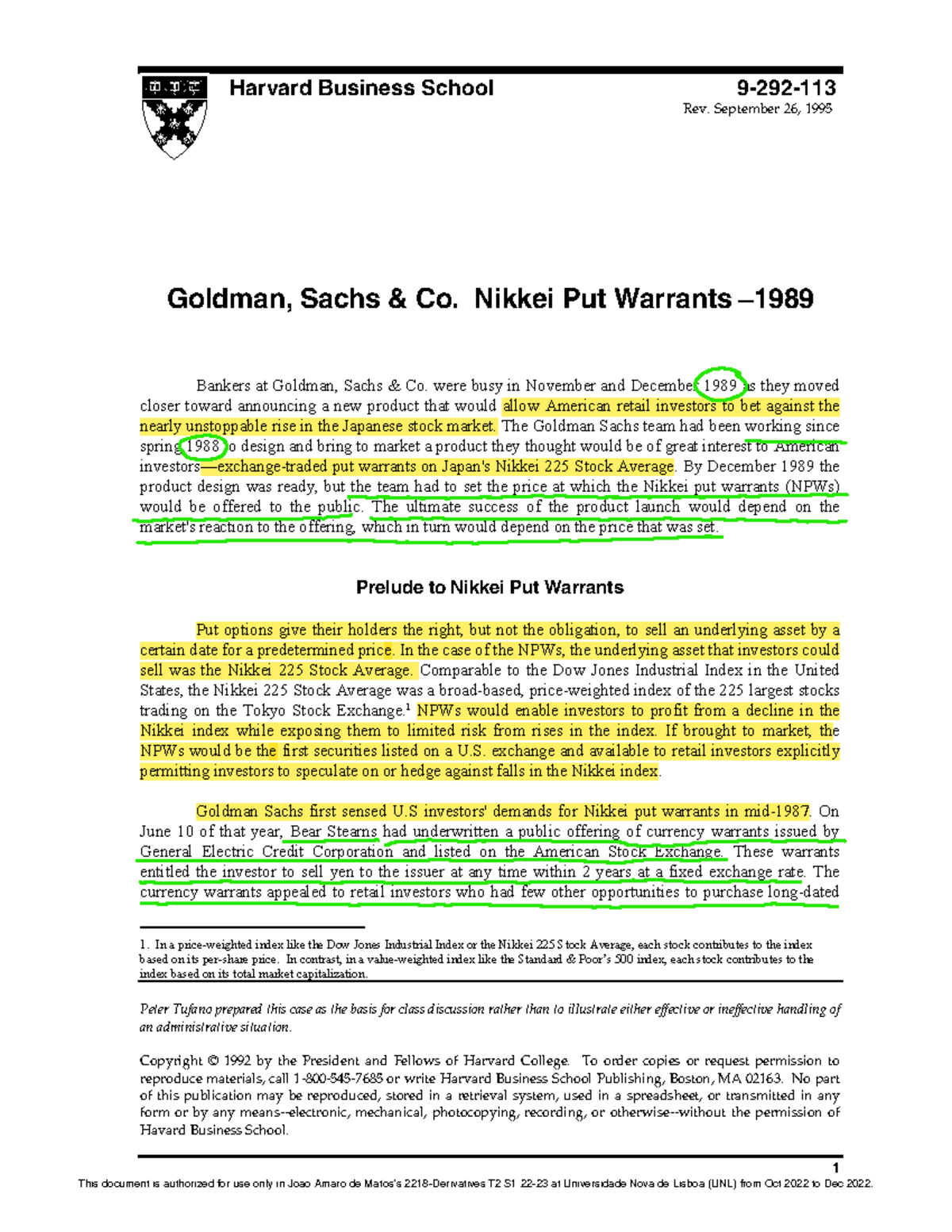 Case Study: Goldman Sachs Nikkei Put Warrants 292-113 - Studocu