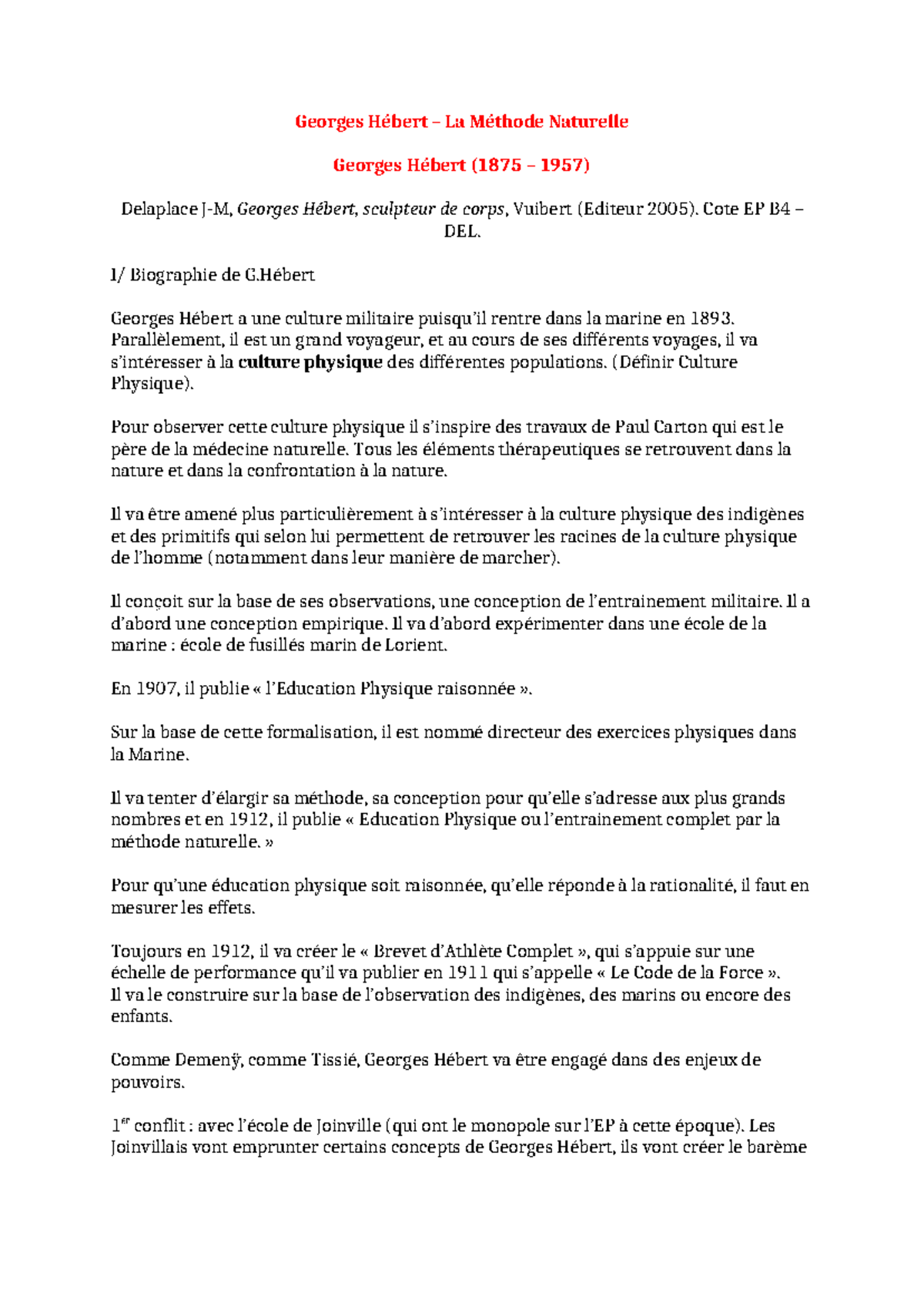 Georges Hébert et La Méthode Naturelle : Éducation Physique et ...