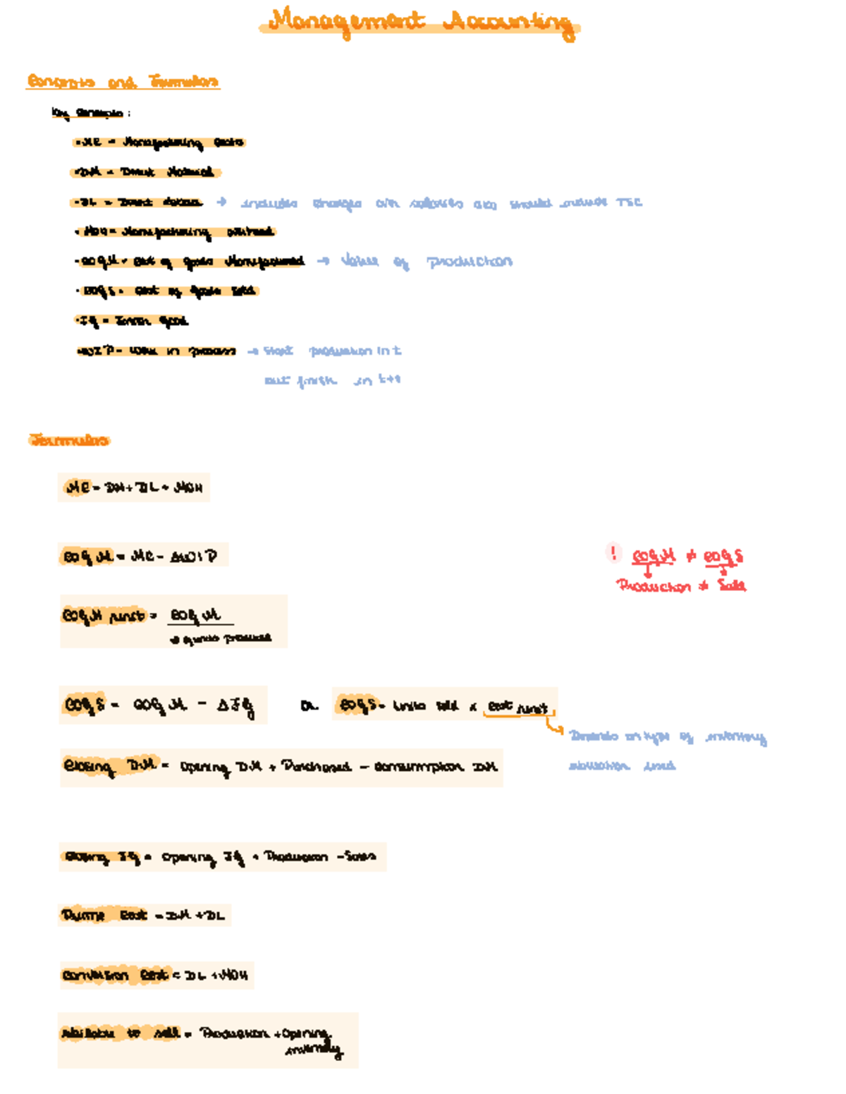 Management Accounting Concepts: Key Insights and Formulas (ME 101 ...