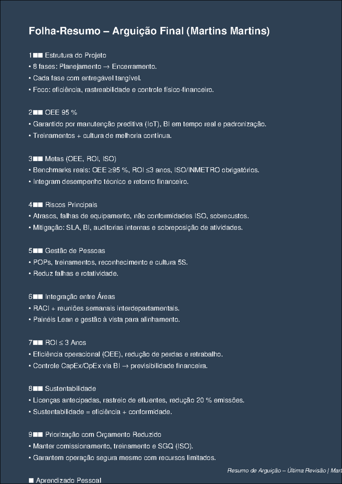 Resumo da Arguição Final (Martins Martins) - Estrutura do Projeto - Studocu