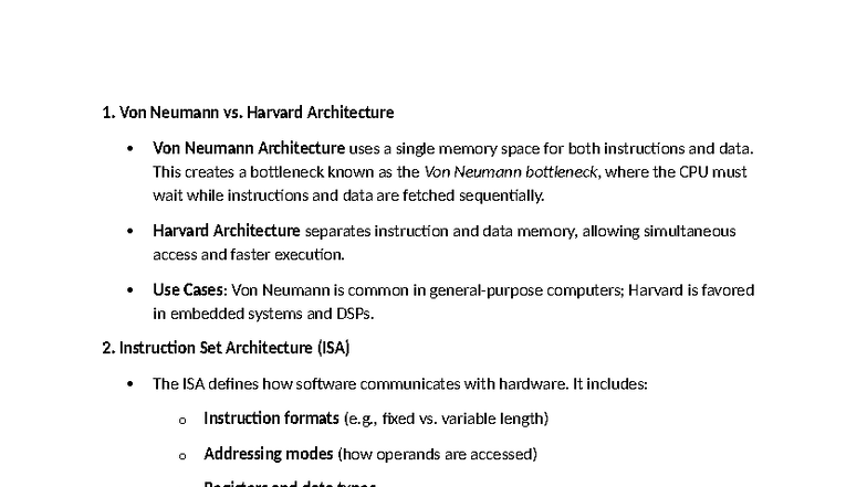 Computer Architecture and Organization Summary (CS101) - Studocu