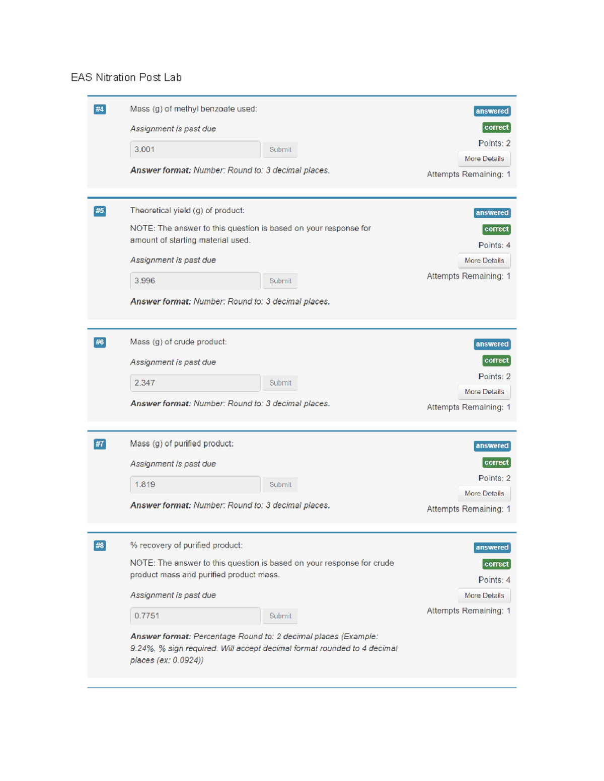 EAS Nitration Post Lab - Measurements & Analysis Guide for Results ...