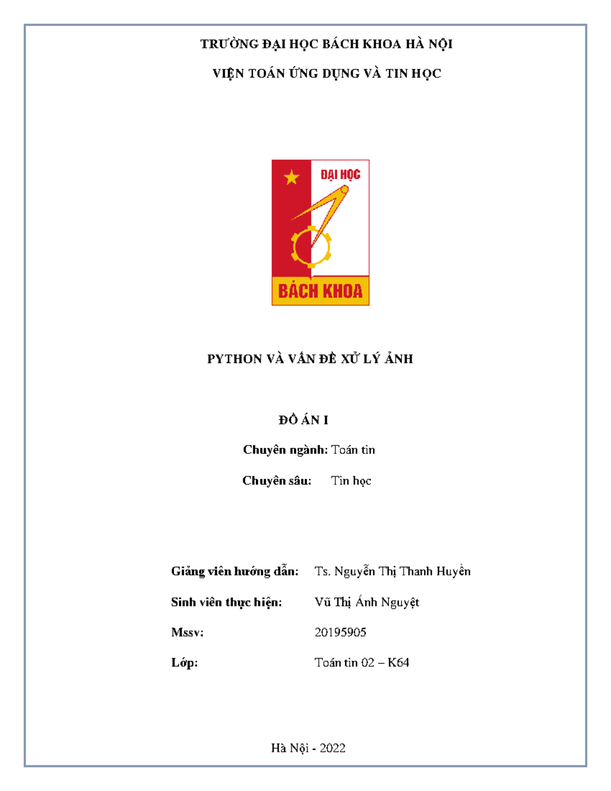 Đồ án Python và vấn đề xử lý hình ảnh - TRƯỜNG ĐẠI HỌC BÁCH KHOA HÀ NỘI ...