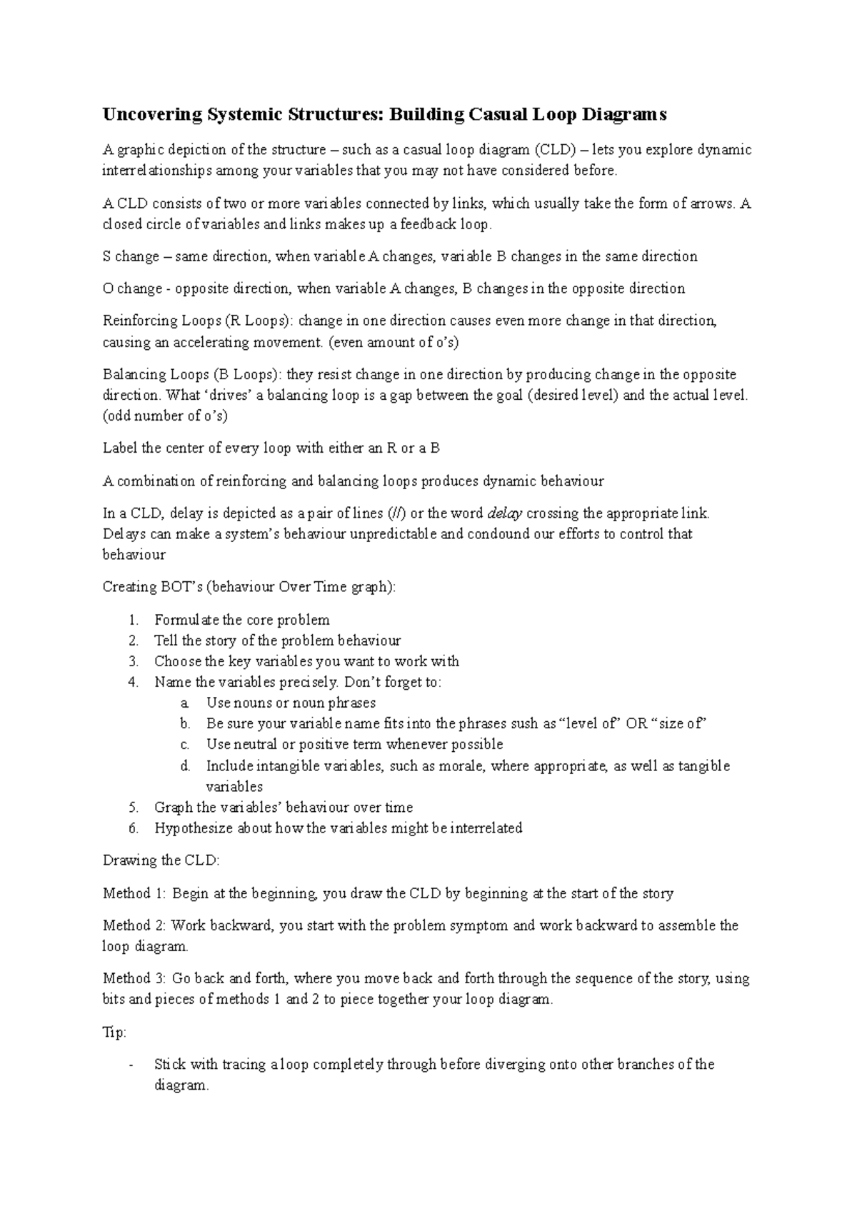 TUIO - Creating Effective Causal Loop Diagrams (CLD) - Studeersnel
