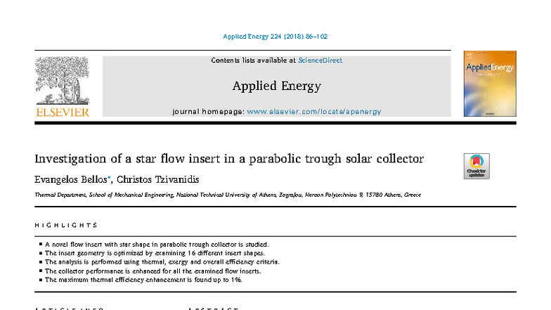 Investigation of Star Flow Insert in Parabolic Trough Solar Collector ...