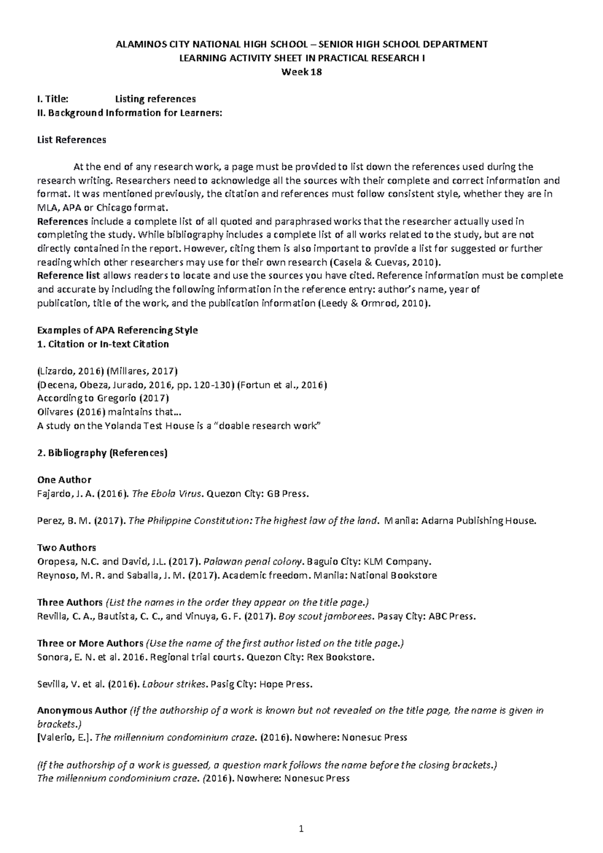 Activity Sheet PR1 WEEK 18 Q4 PResenting written Research Design - 1 ...