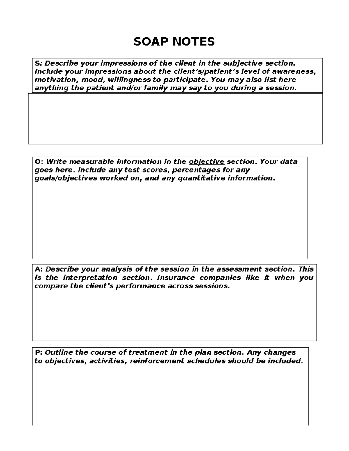 SOAP Notes Practice: Client Impressions and Treatment Plan - Studocu