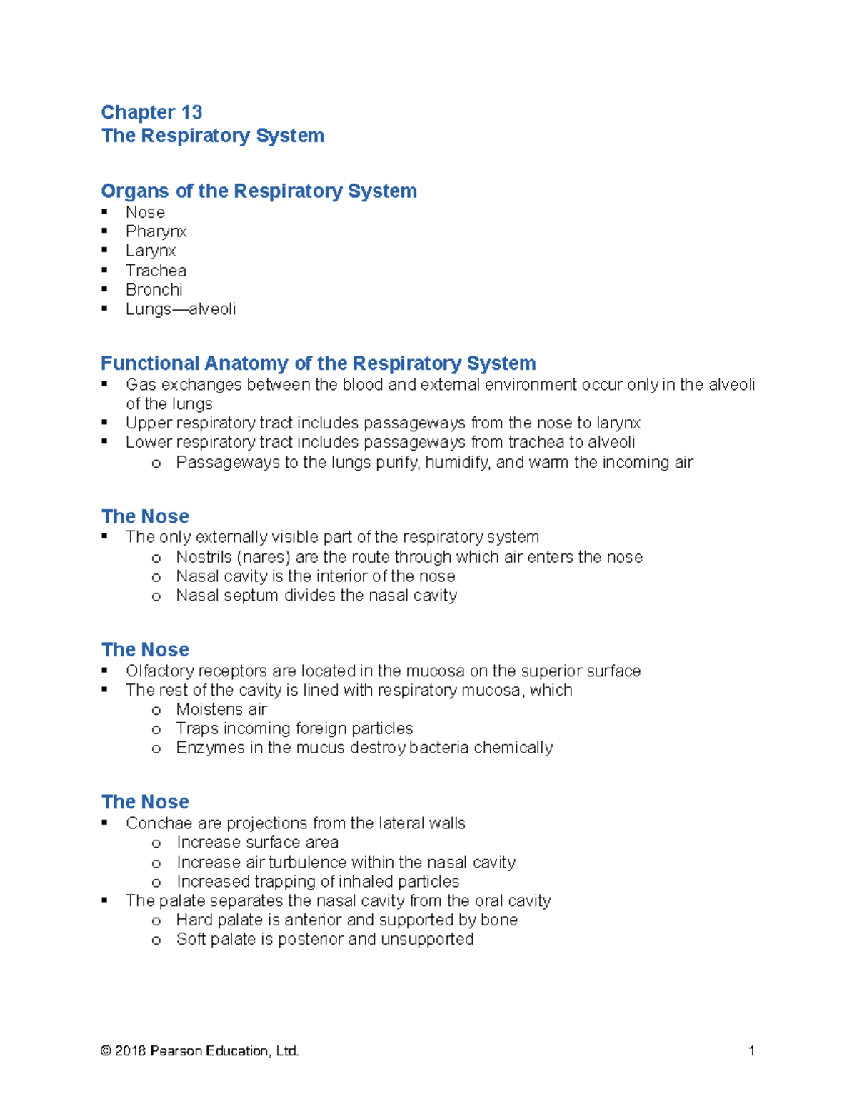 Chapter 13: In-Depth Overview of the Respiratory System - Studocu