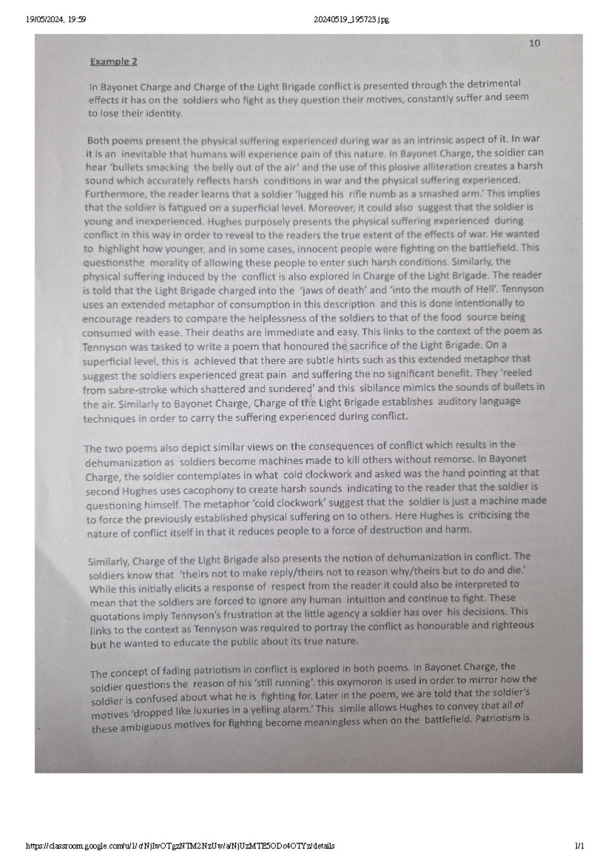 Essay Comparison: Bayonet Charge vs. The Charge of the Light Brigade ...