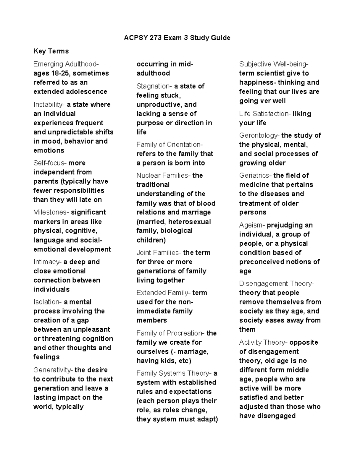 ACPSY 273 Exam 3 Study Guide: Key Terms and Concepts - ACPSY 273 Exam 3 ...