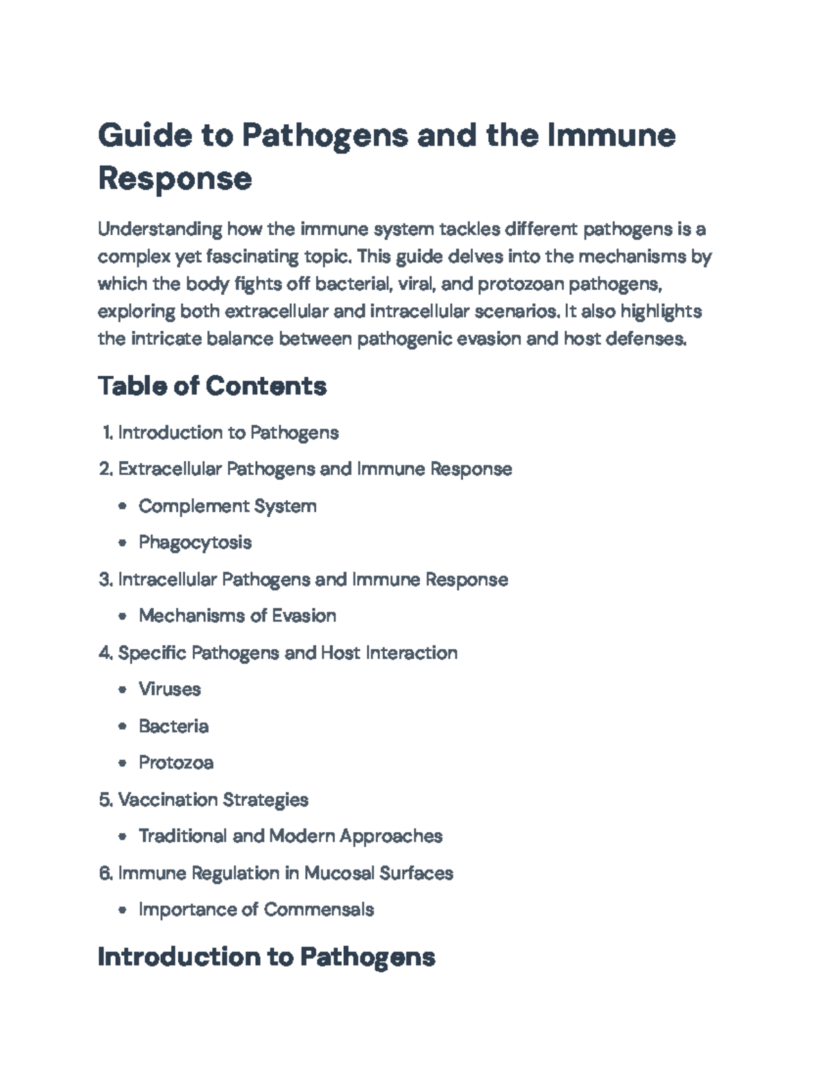 **BIOL 305: Guide to Pathogens & Immune Responses in Human Health ...