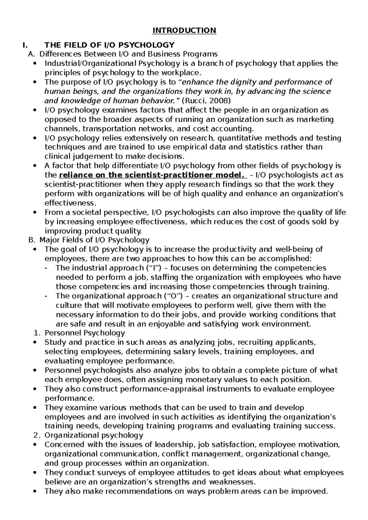 I/O Psychology CHRA Job Analysis & Evaluation Review Guide - Studocu
