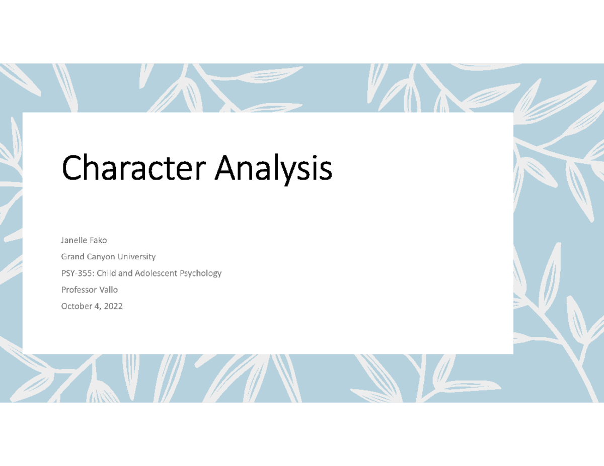 Character Analysis Powerpoint Presentation T1 - Character Analysis ...