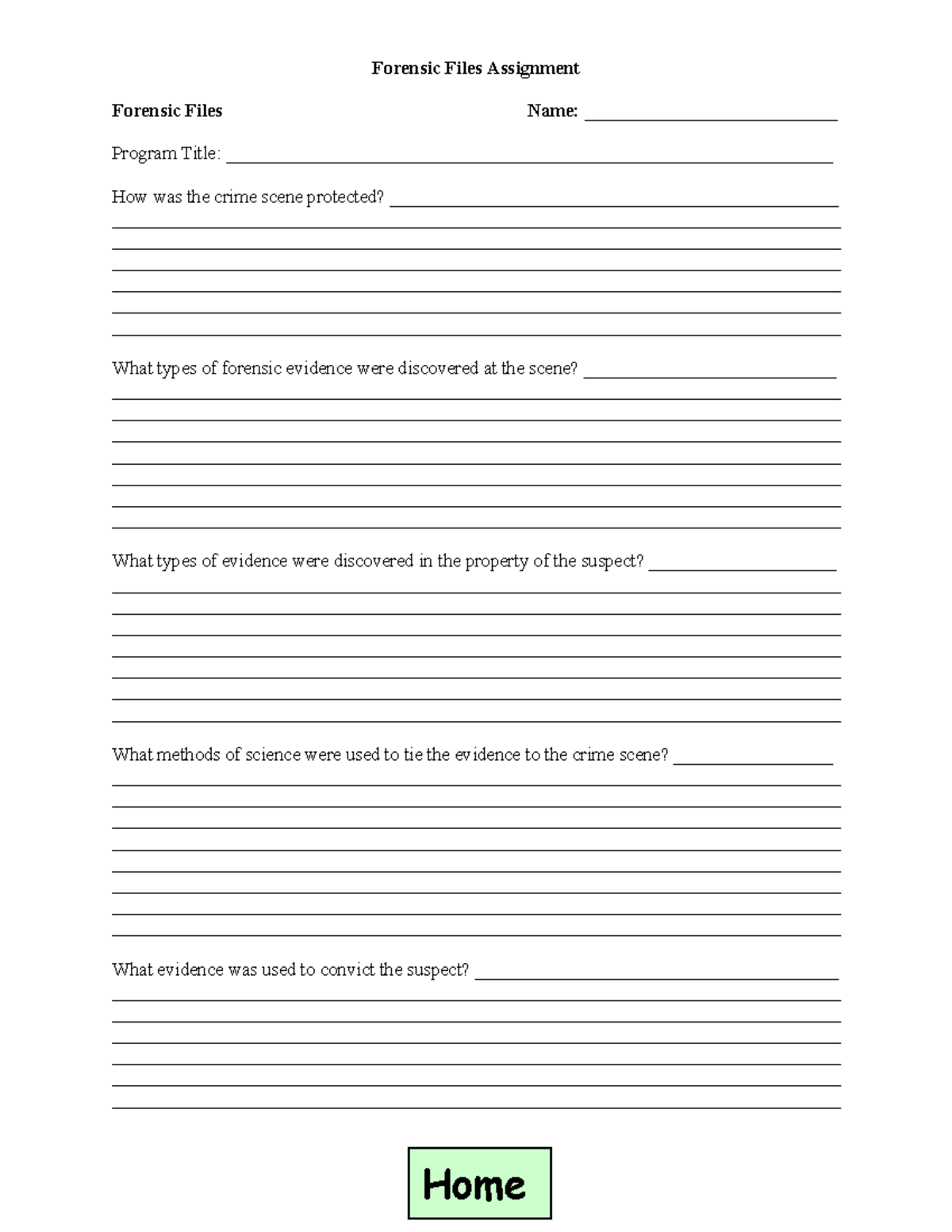 Forensic Files Handout - Forensic Files Assignment Forensic Files Name