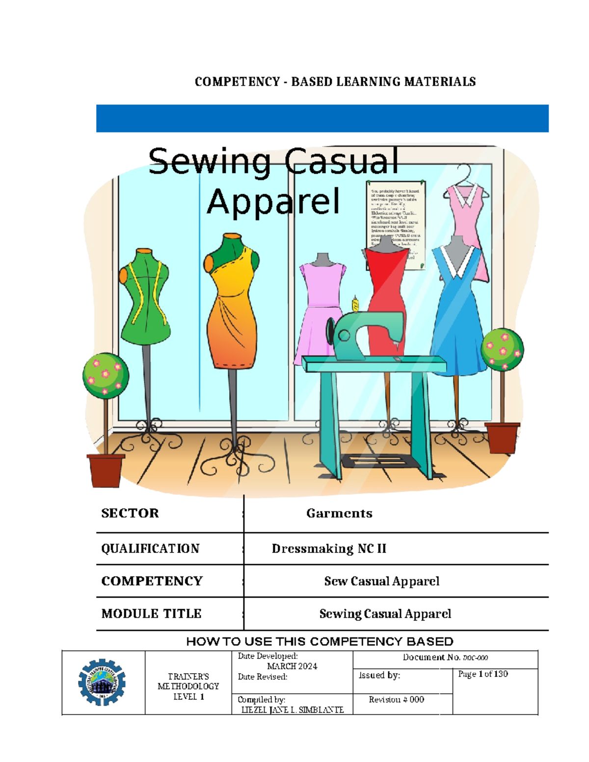 CBLM Dressmaking NC II: Sewing Casual Apparel Training Module - Studocu