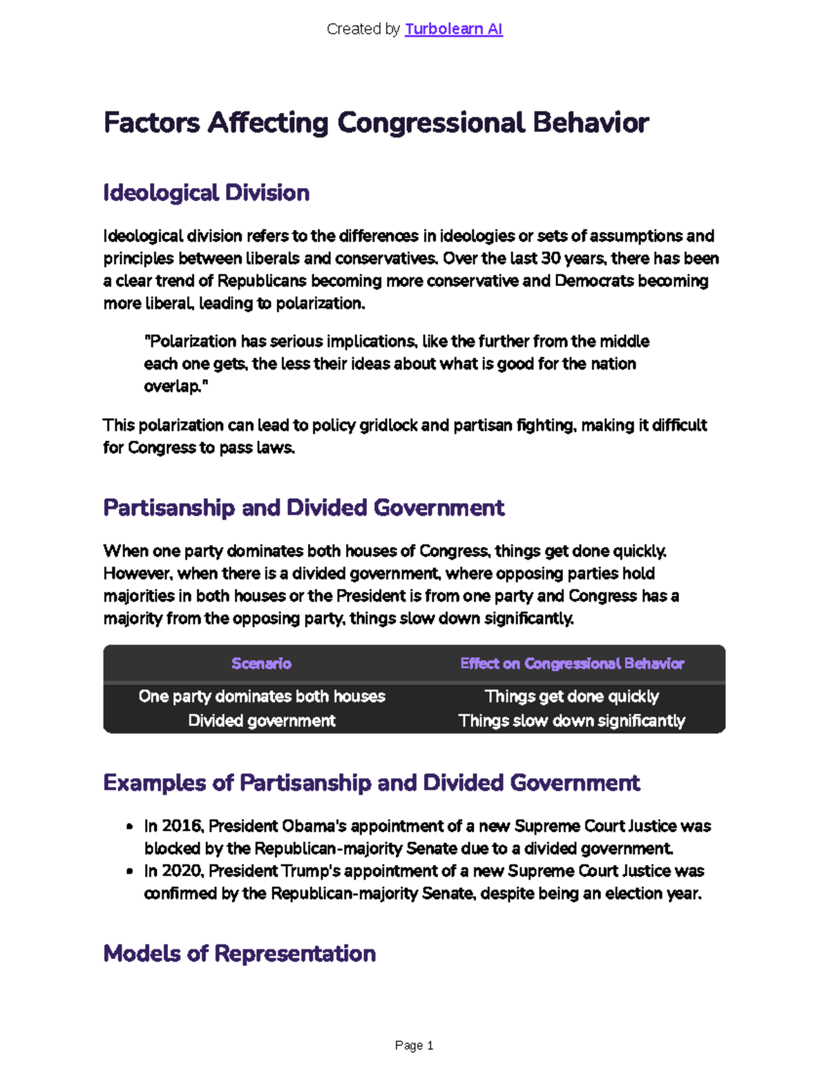 Factors affecting congressional behavior - Factors Affecting ...