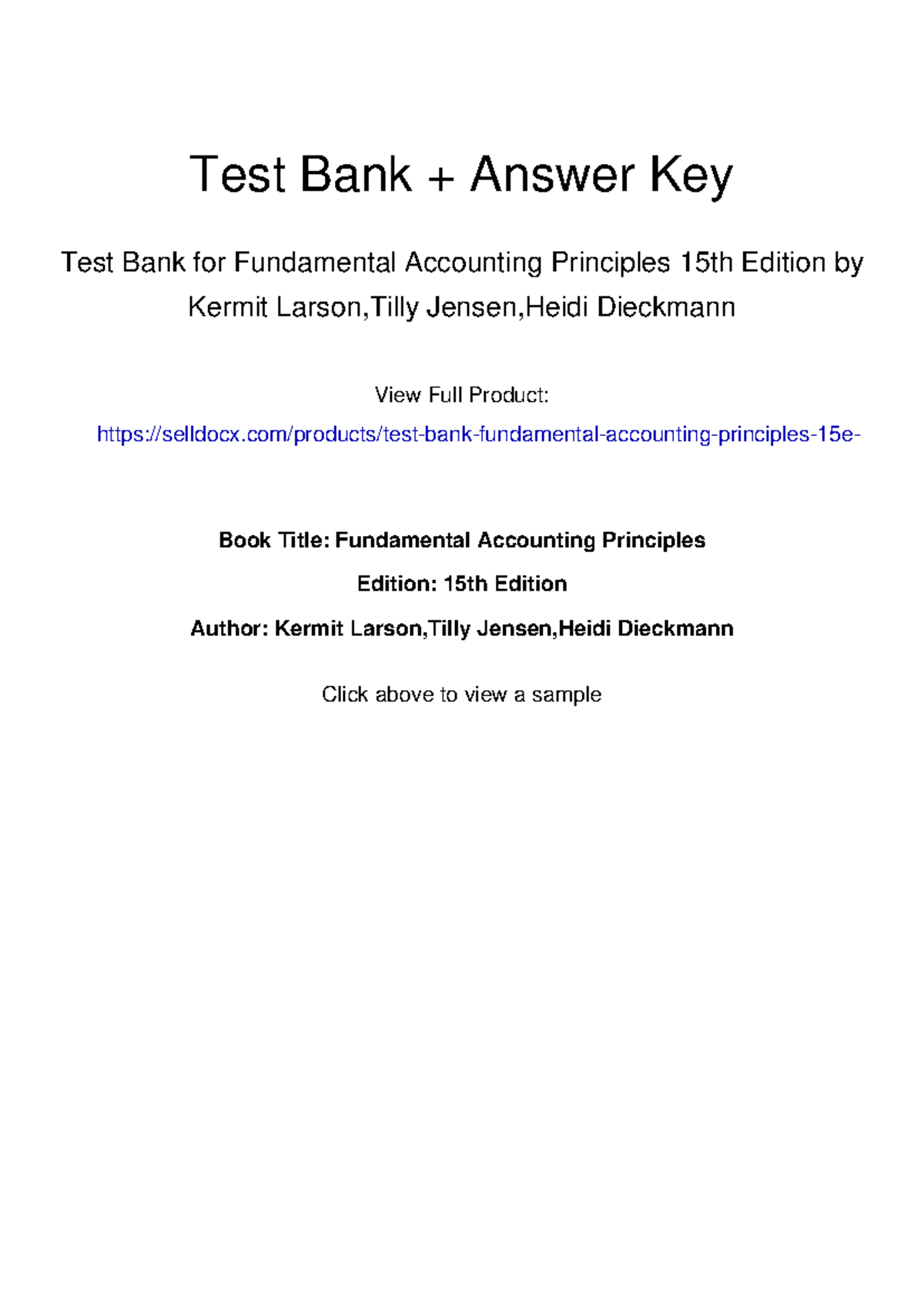 Test Bank Answers for Fundamental Accounting Principles (15th Ed) - Studocu