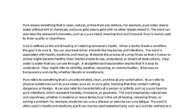 Understanding the Concepts of Pure, Cure, Clear, and True - Studocu
