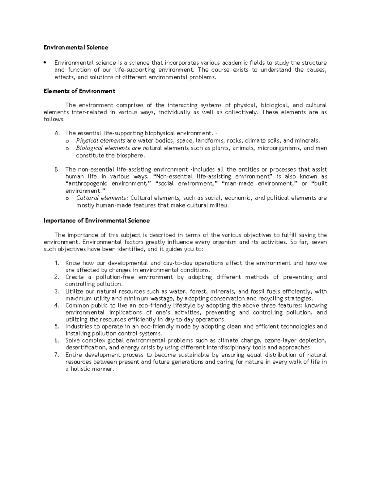 Environmental Science Unit 1: Understanding Ecosystems and Principles ...