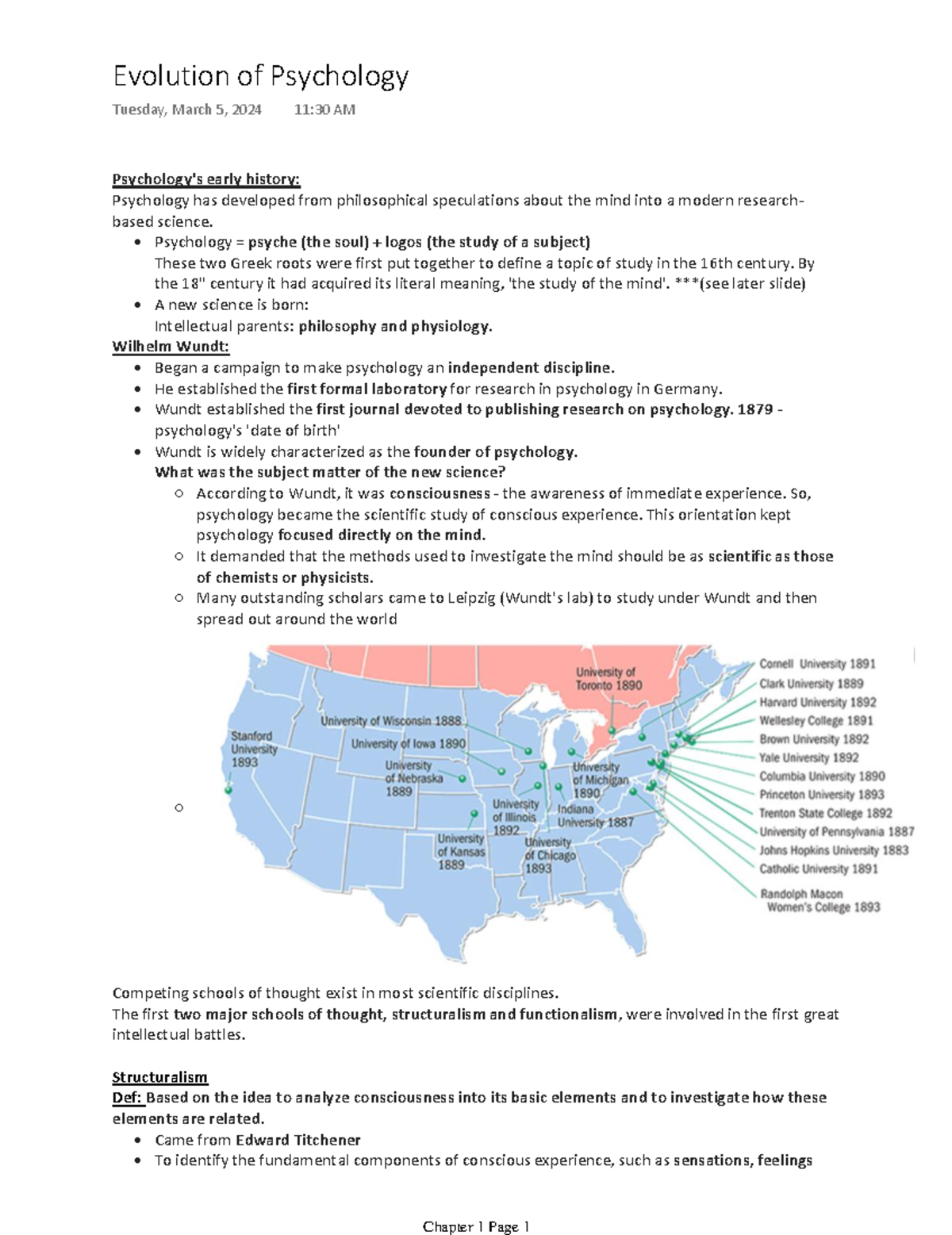 PSY101 Chapter 1: Evolution of Psychology From Philosophy to Practice - Studocu
