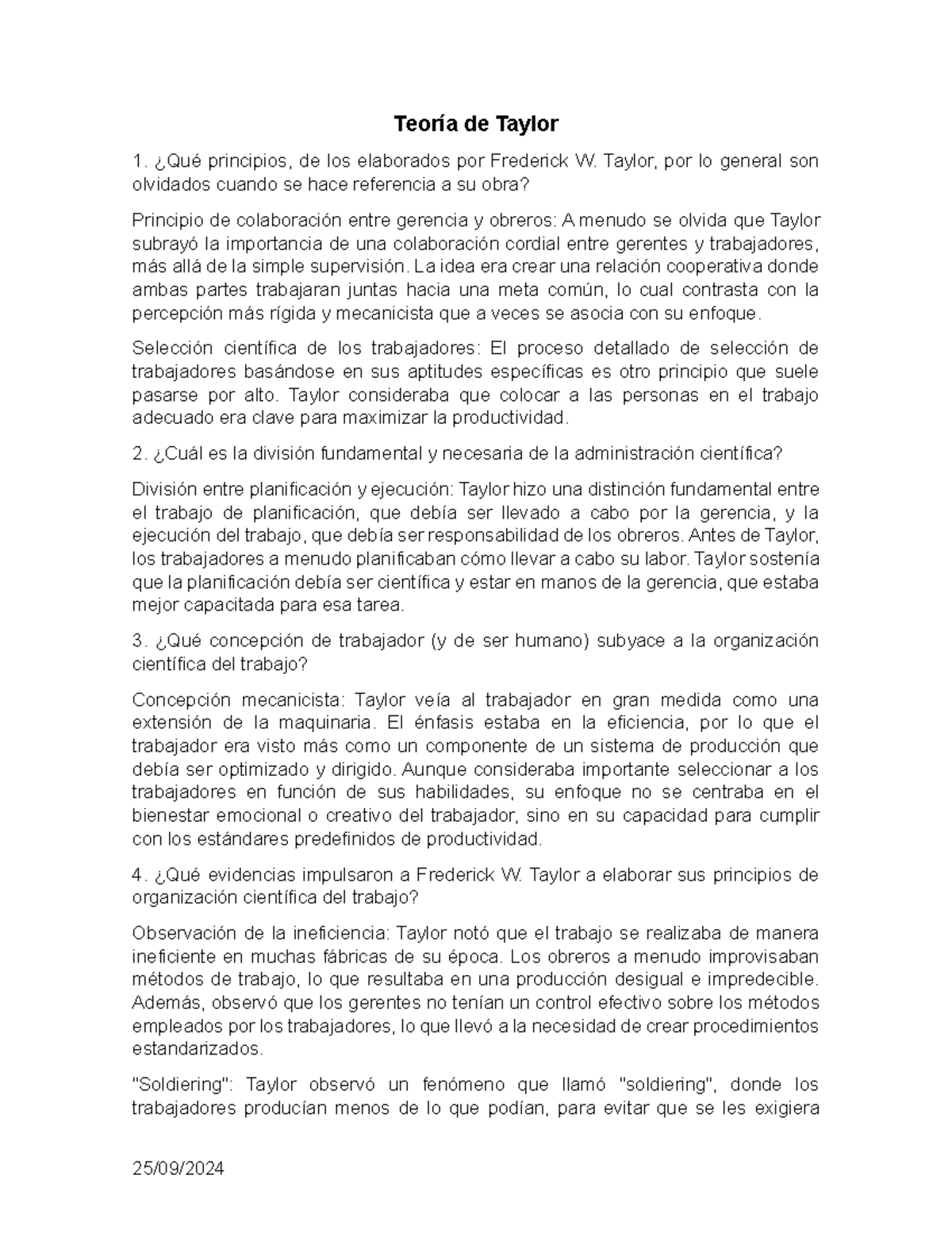 Teoría de Taylor: Principios y División en la Administración Científica ...