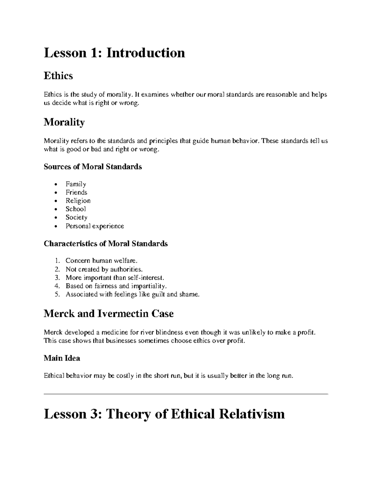 MGT610 Midterm Notes: Introduction to Ethics and Morality - Studocu