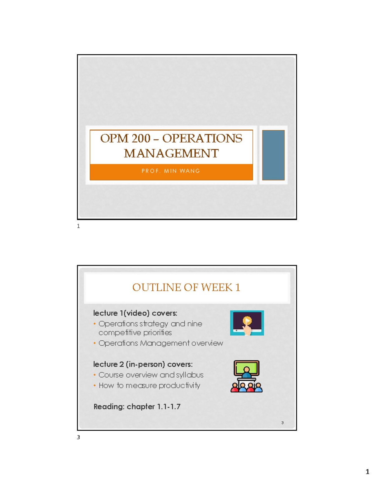 OPM 200 OPERATIONS MANAGEMENT: Week 1 Lecture Overview - Studocu
