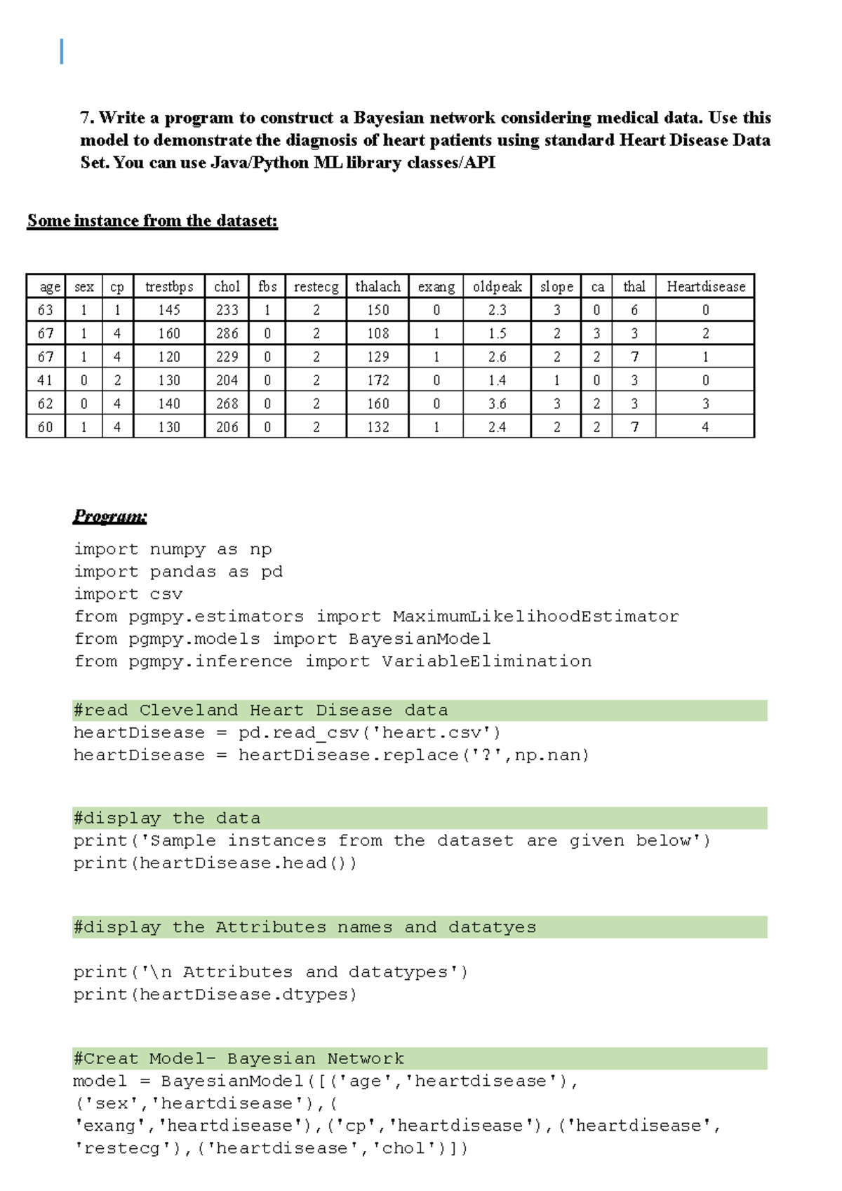 Mlt Lab 7 7 Write A Program To Construct A Bayesian Network