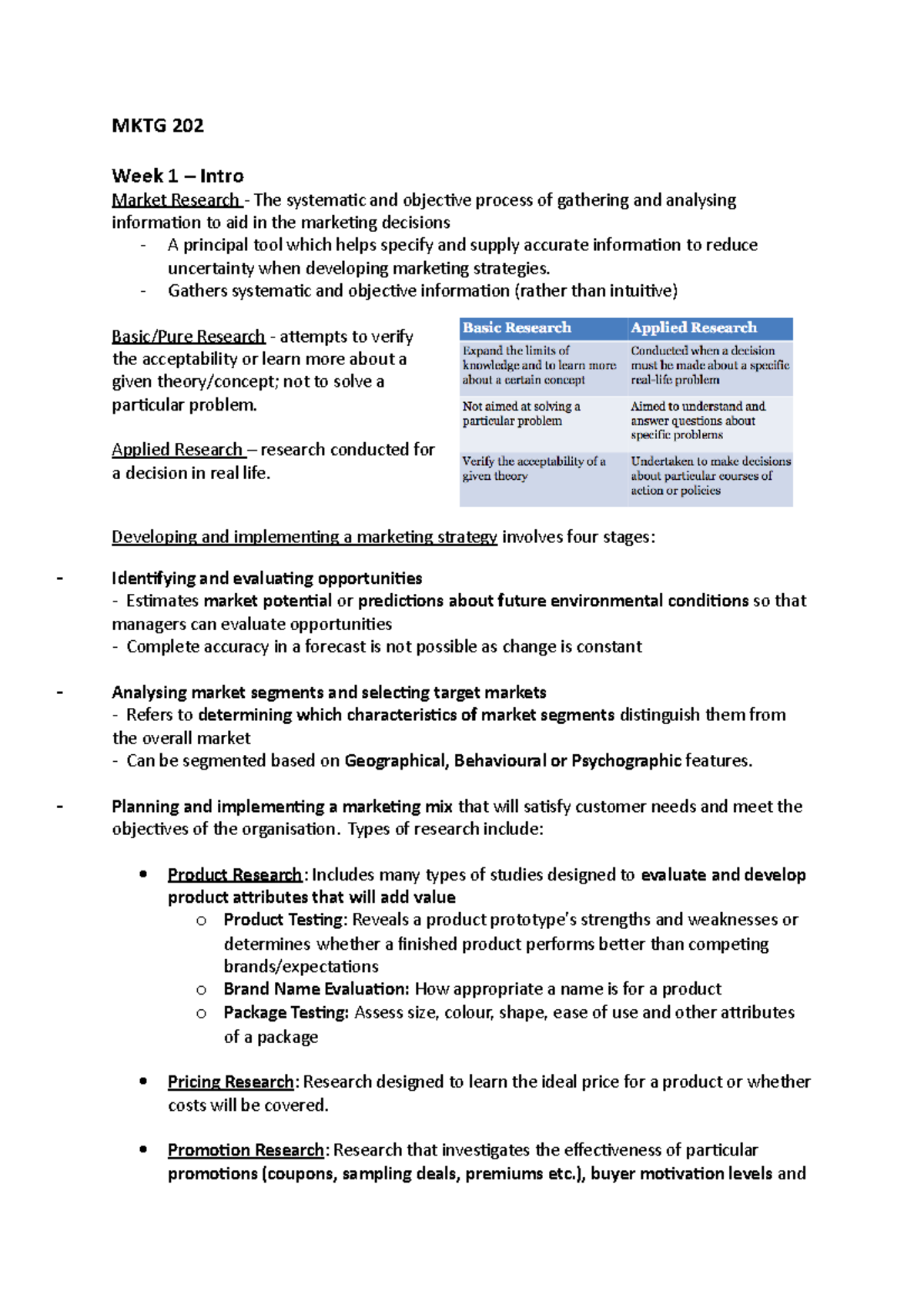 Exam notes - Summary Marketing Research - MKTG 202 Week 1 – Intro ...
