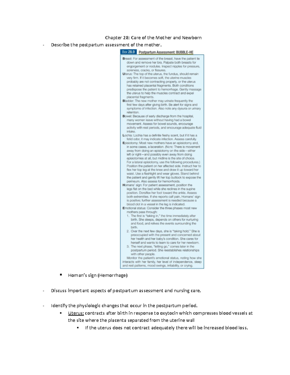 Maternal E3 Midterm Study Guide: Postpartum Care & Newborn Assessment ...