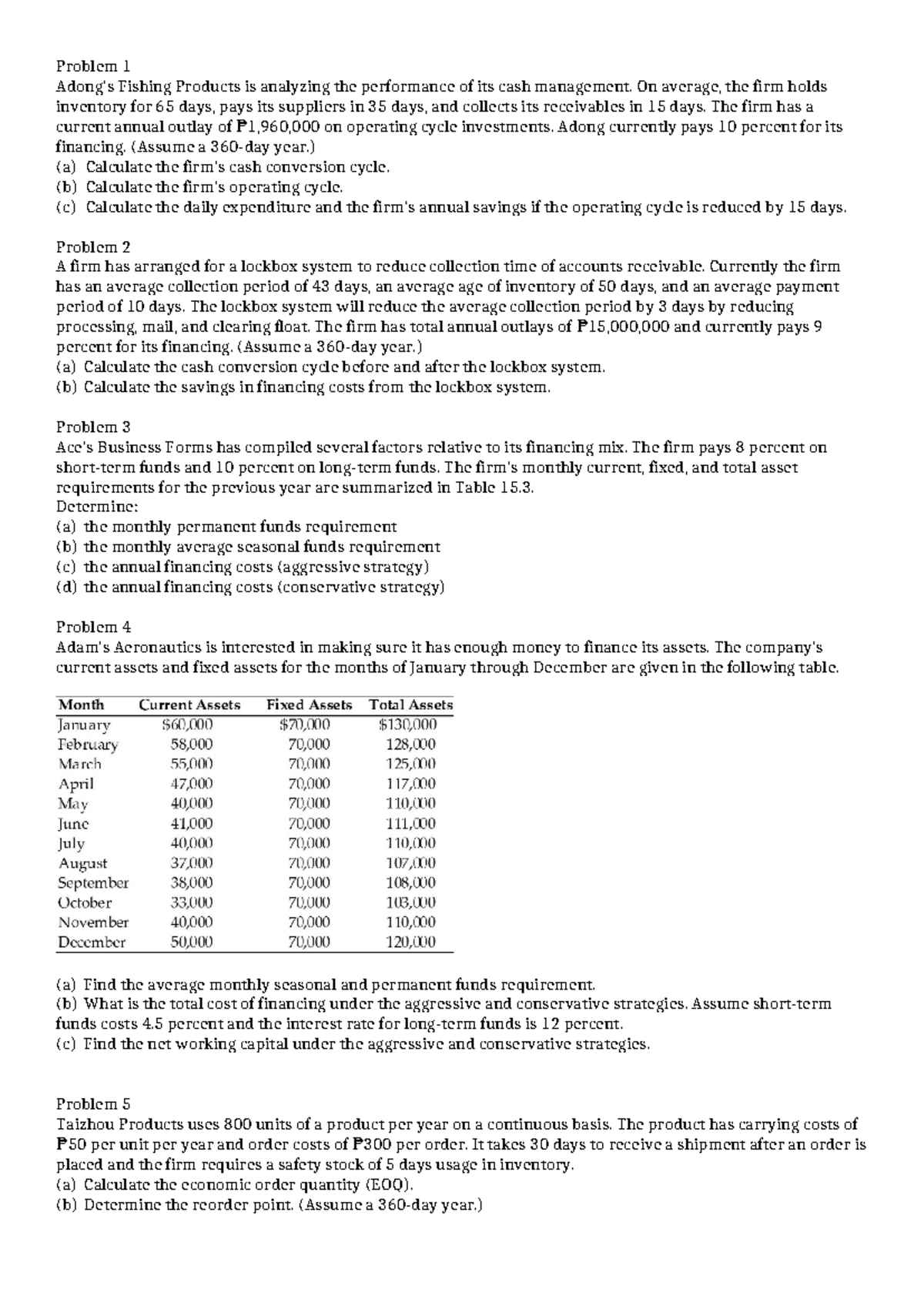 Working Capital Analysis: Cash Management & Financing Strategies (FIN ...