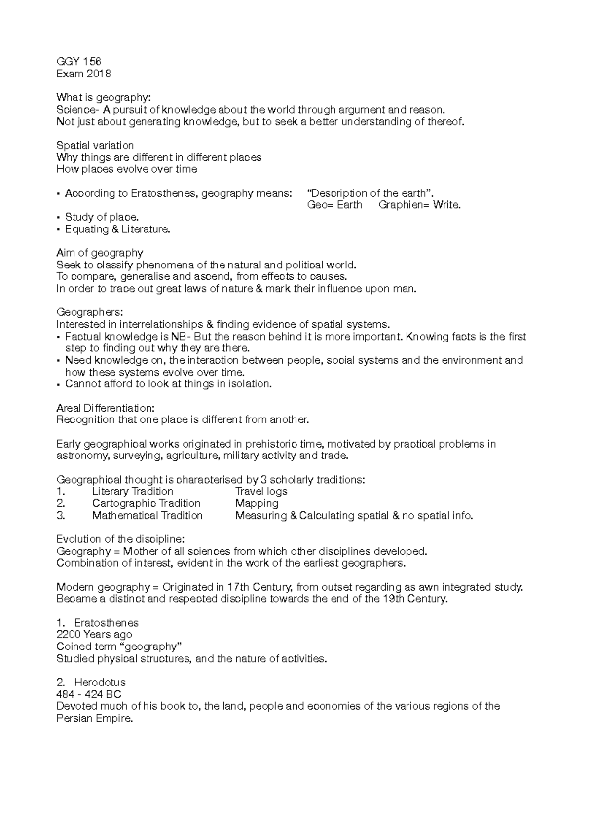 GGY 156 Exam Notes: Geography Concepts and Key Themes for Prep - Studocu