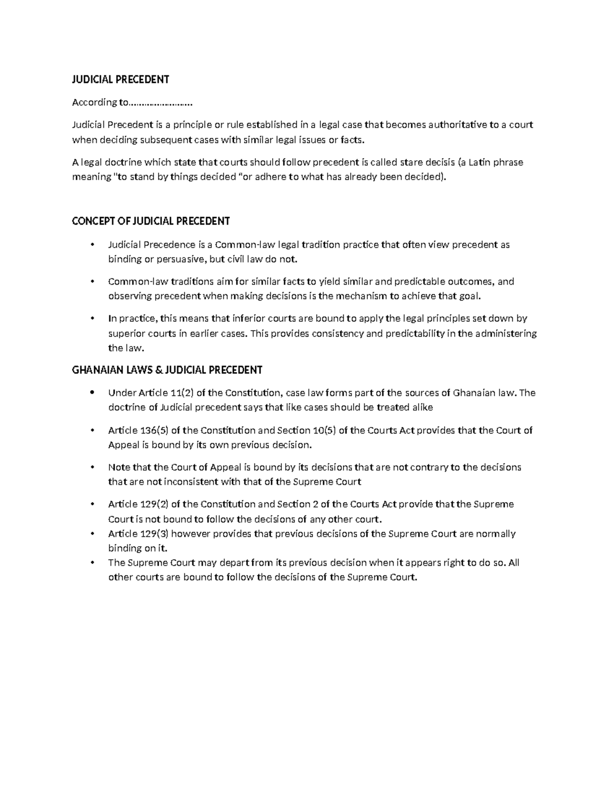 Judicial Precedent Explained: Learning Material for Legal Studies - Studocu