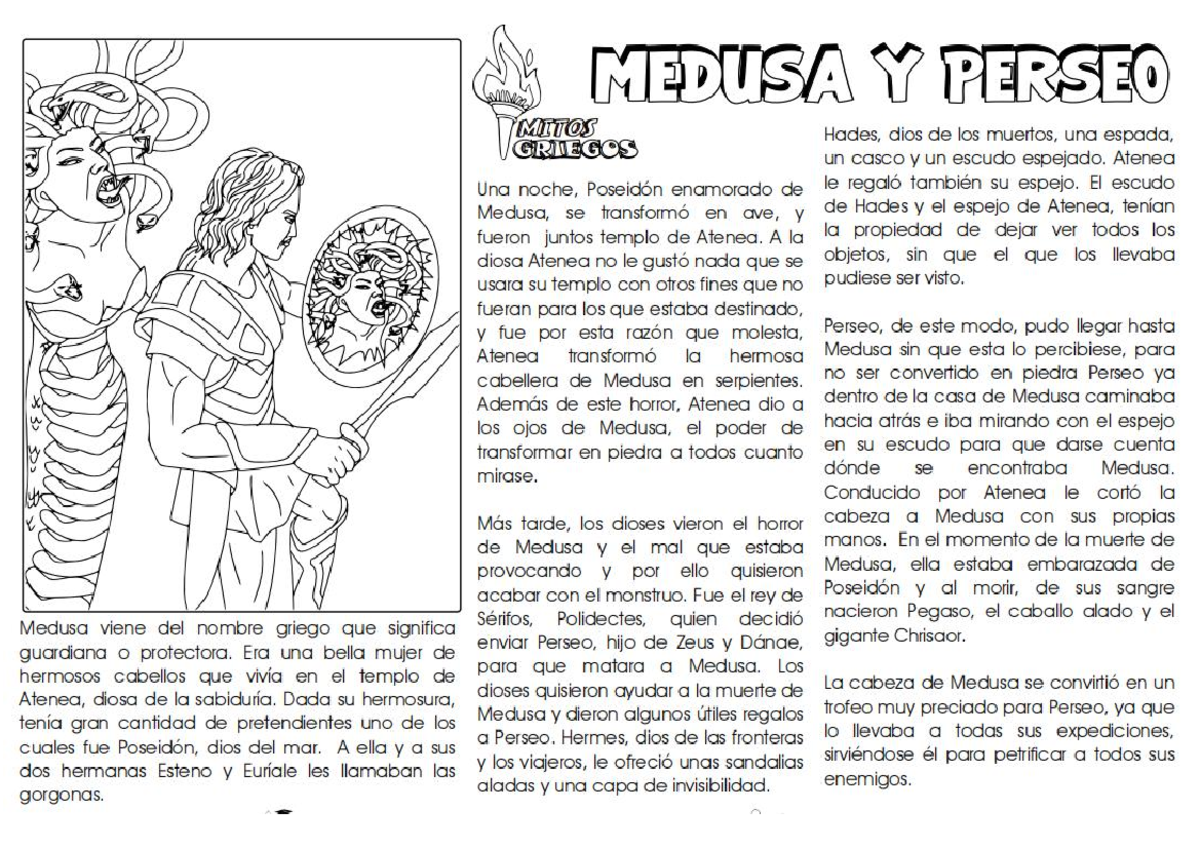 MITOLOGÍA GRIEGA: MEDUSA Y PERSEO - ACTIVIDADES Y EVALUACIÓN - Studocu
