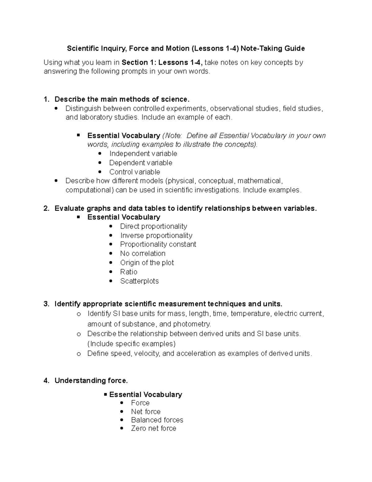 Integrated Physical Science Study Guide: Key Concepts from Lessons 1-12 ...